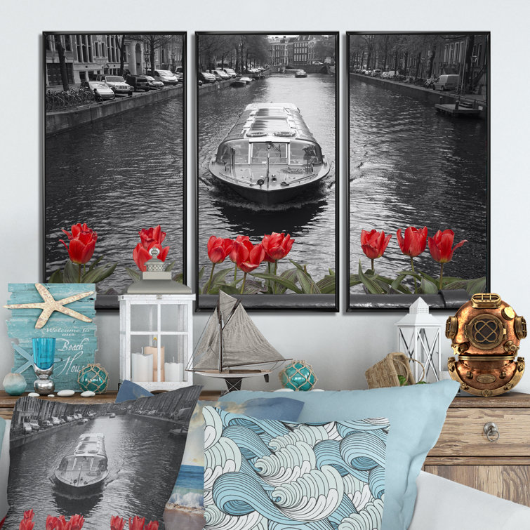 Latitude Run® Green Leaves On Light Blue - Nautical & Coastal Framed ...