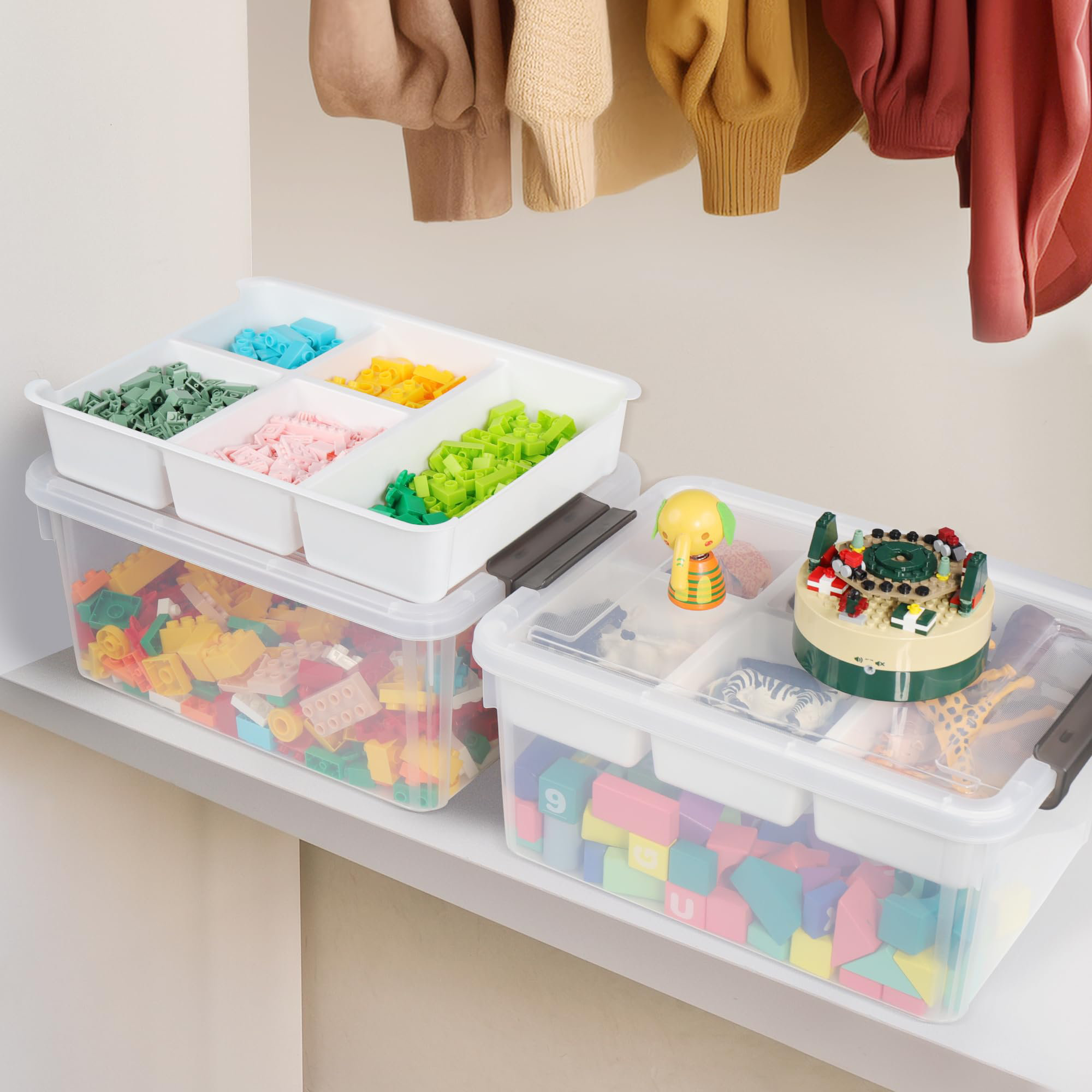 Latitude Run® 2 Pack Plastic Storage Bins With Lids, Art Supply Storage ...