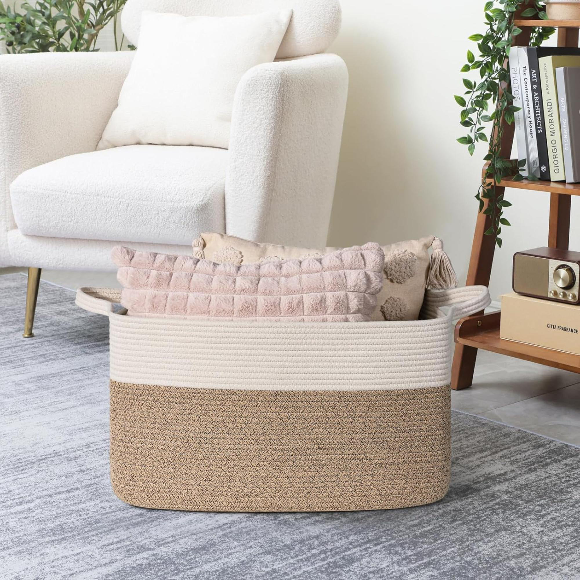 Beachcrest Home™ Woven Blanket Basket,Storage Baskets For Organizing ...
