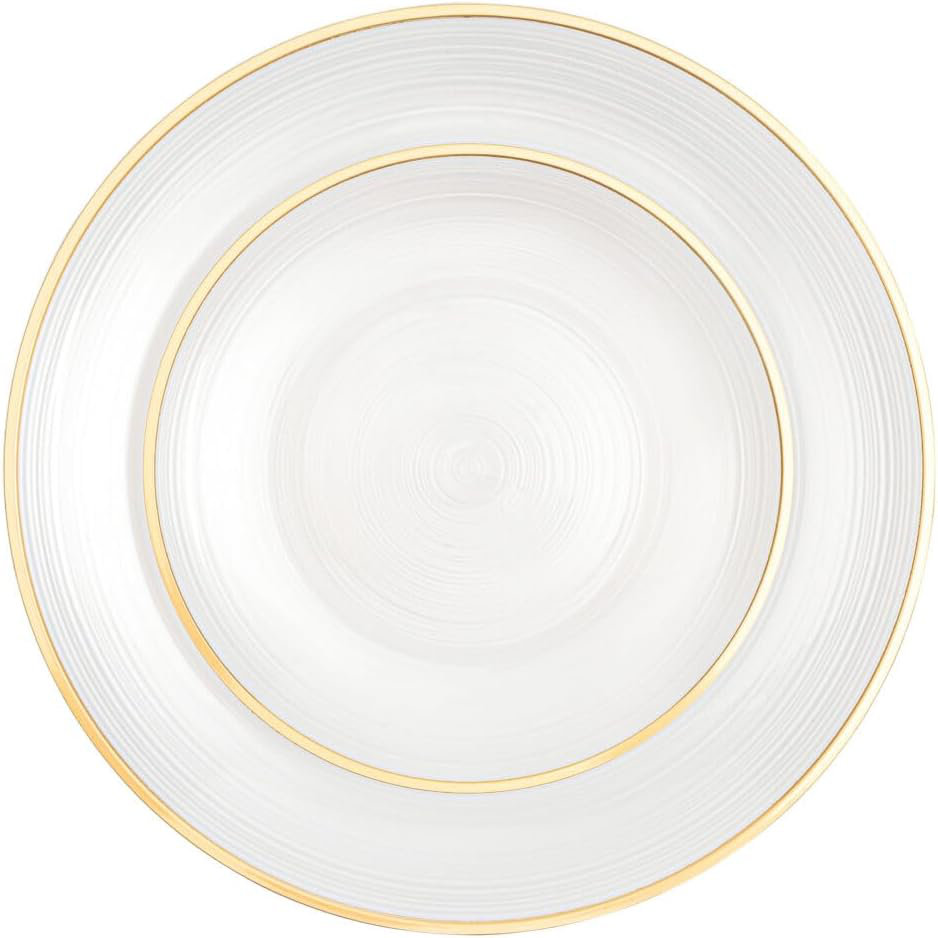 EcoQuality Combo Set 7" Dessert Plates and 10" inch Round Pearl White ...