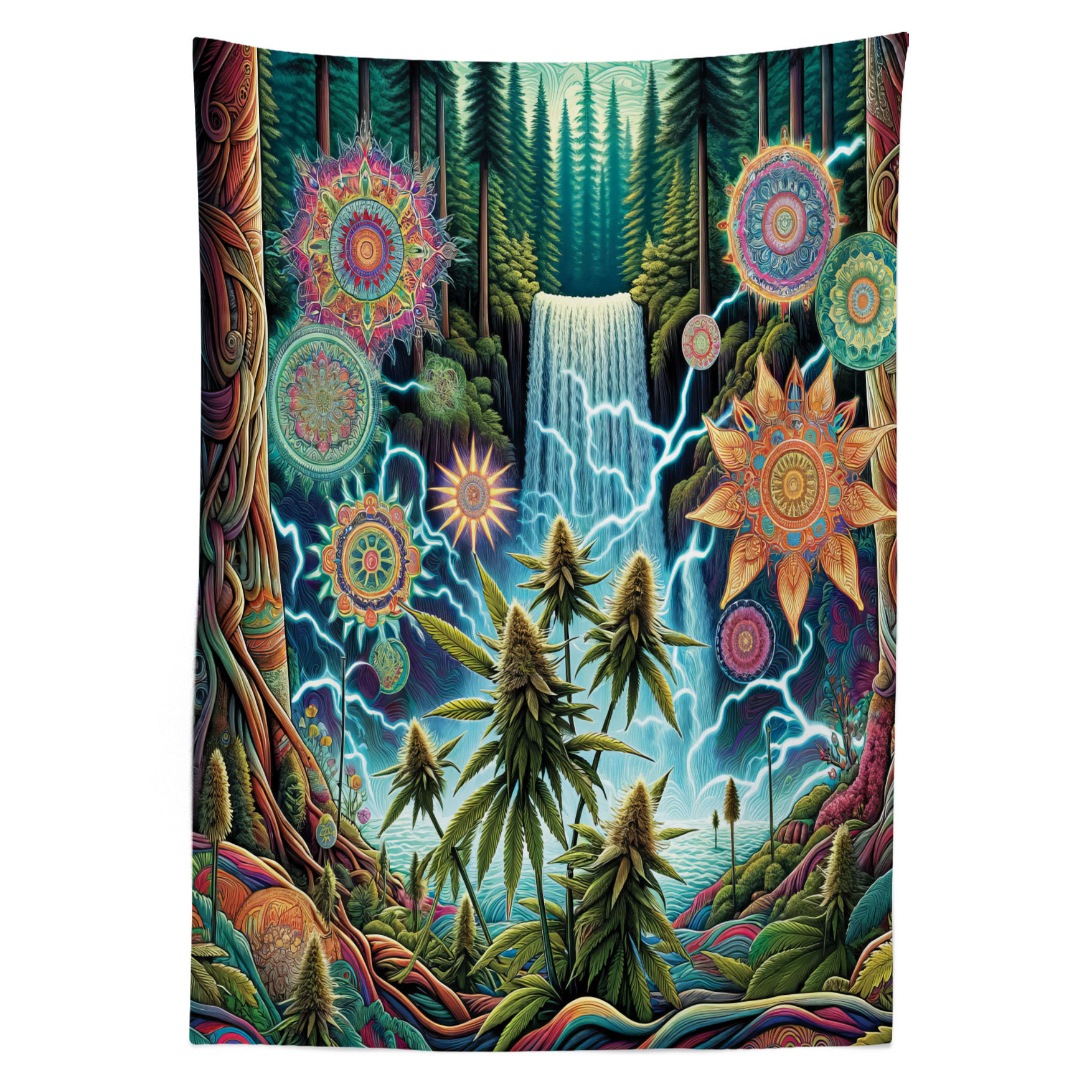 Bungalow Rose Dorilla Rectangle Trippy Polyester Tablecloth | Wayfair