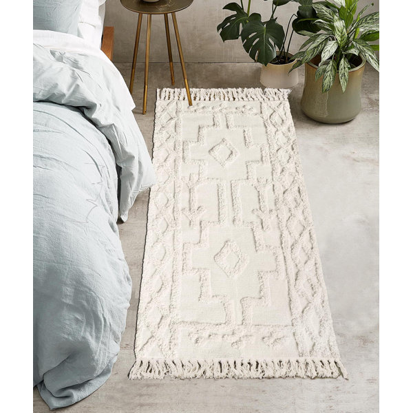 Dakota Fields 2'X4.3' Washable Boho Cotton Rug Runner With Tassels For ...