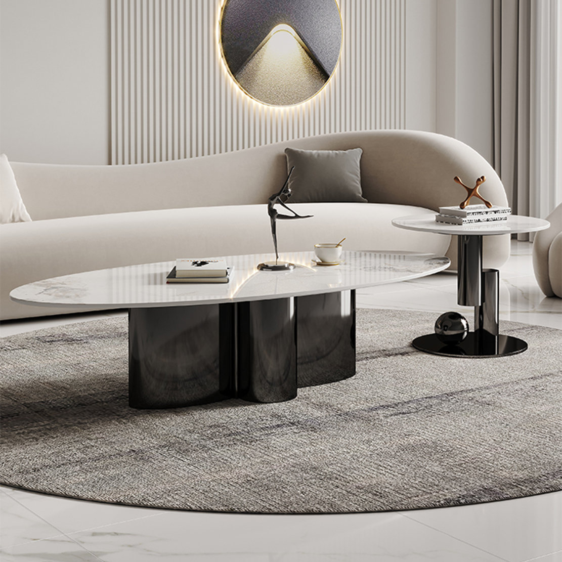 Aurora Craft Italian oval rock panel coffee table living room - Wayfair ...