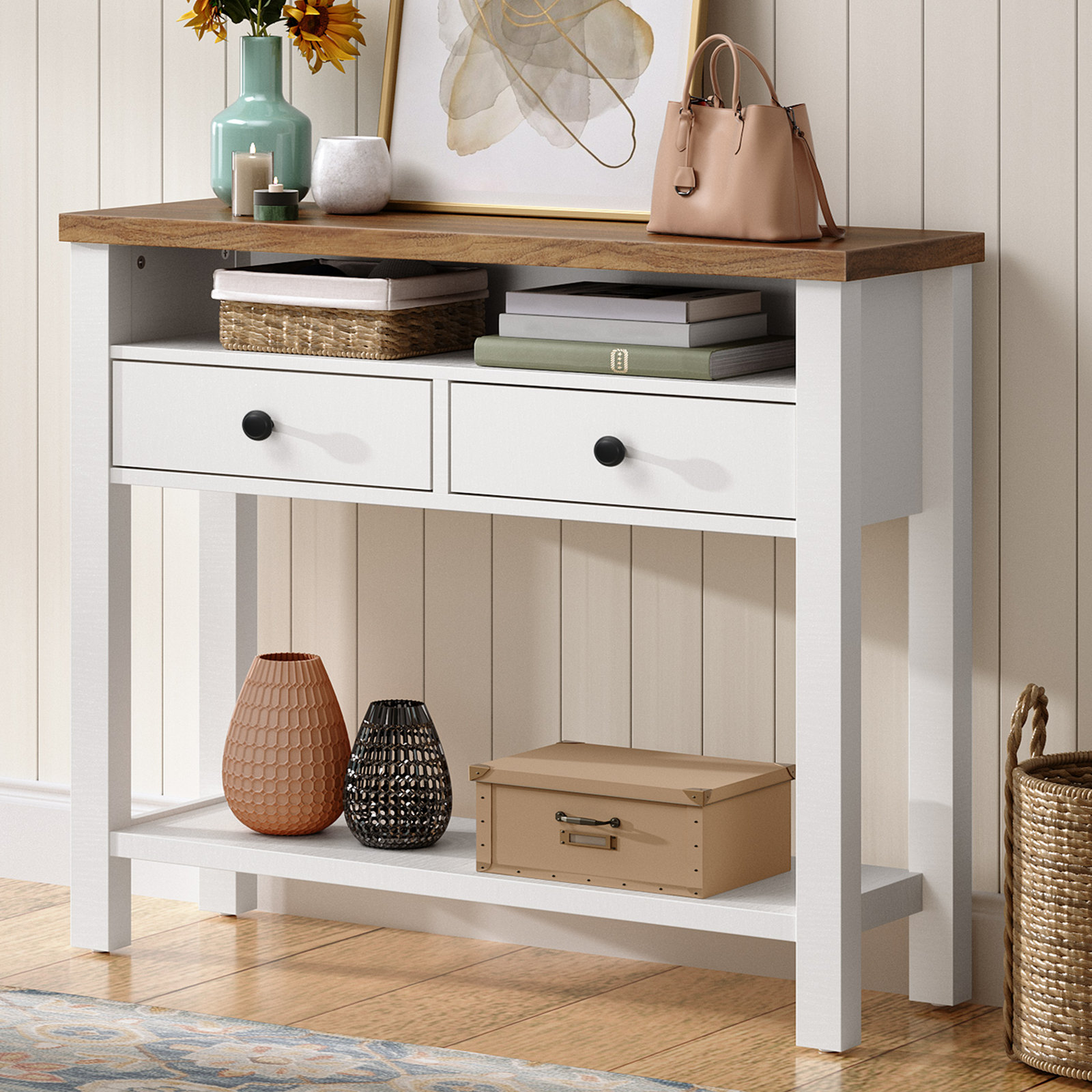 Winston Porter Sayveon 31.5" Farmhouse Console Table Entryway table ...