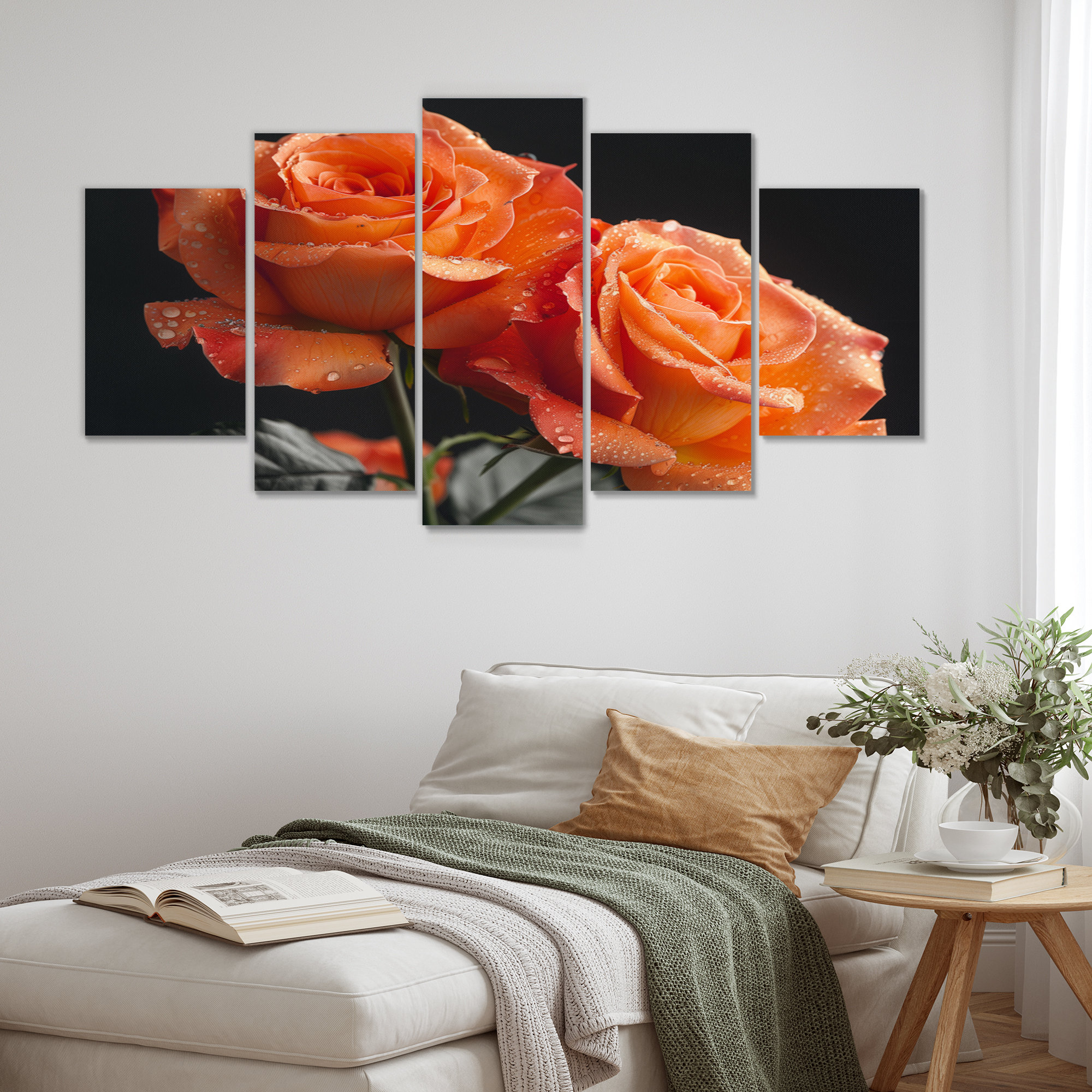 Latitude Run® Glamorous Glow Orange Roses On Black II - Roses Wall Art ...