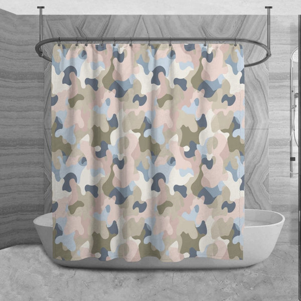 East Urban Home Army Shower Curtain Camouflage Bath Mat Pink Bathroom ...