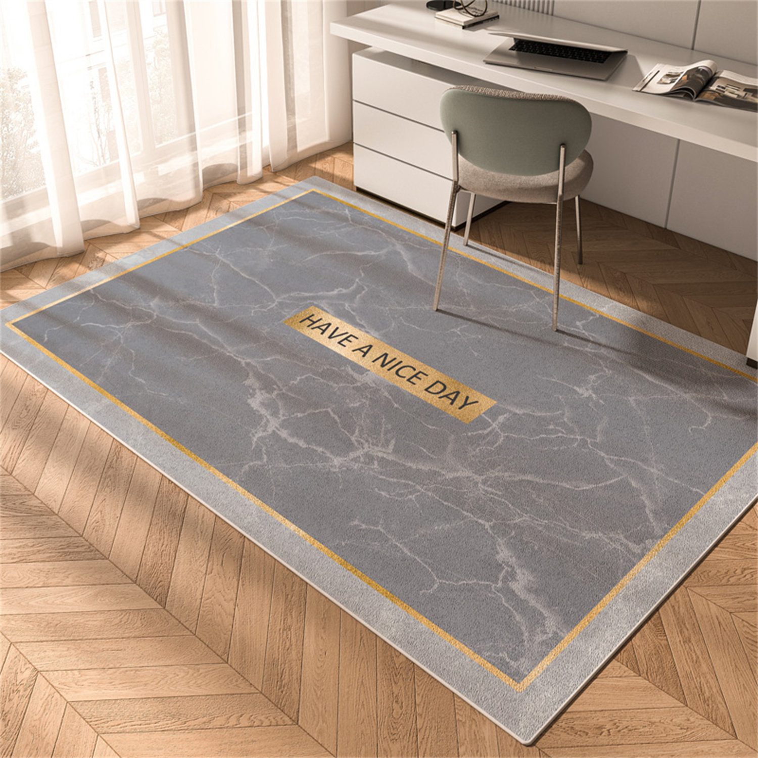 JINXI Study Room Carpet - Desk Chair Mat, High-End Bedroom Wood Floor ...
