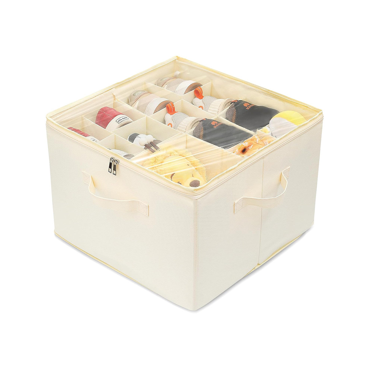 Rebrilliant Beige Shoe Storage Organizer For Closet, Large Shoe Box ...