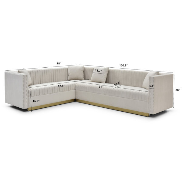 Everly Quinn Contemporary Vertical Channel Tufted Velvet Sectional Sofa ...