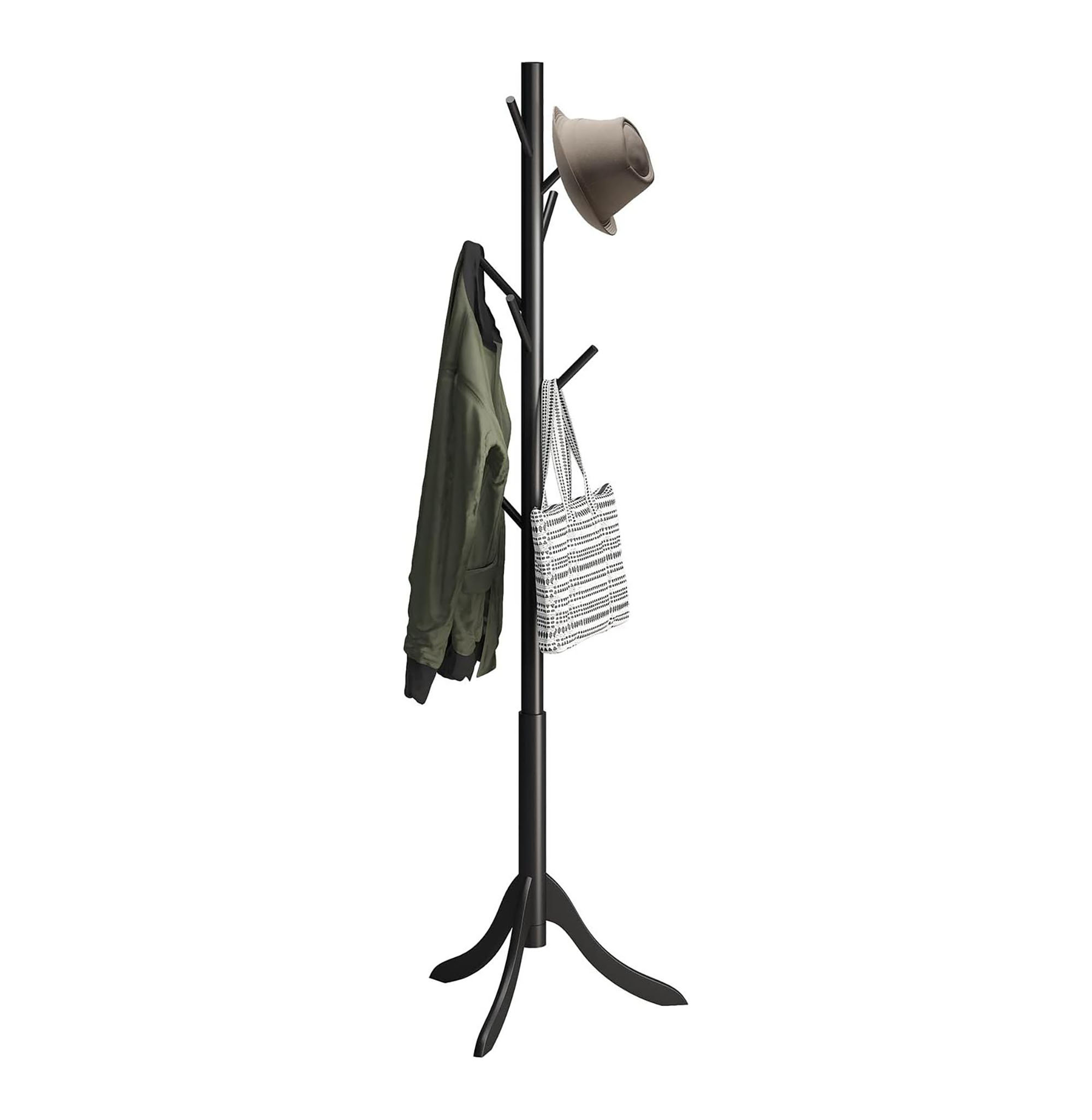 Lark Manor™ Black Coat Rack Stand, Bamboo Wood Freestanding Coat Tree ...