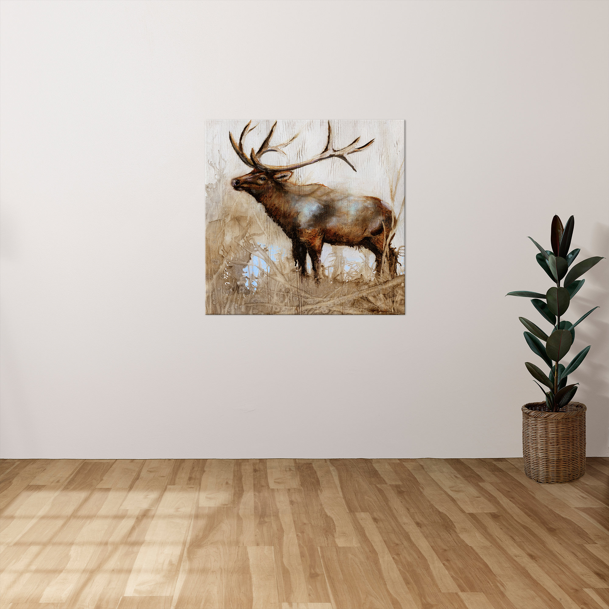 Loon Peak® "Grazing Elk" by Donna Brooks Print on Canvas | Wayfair