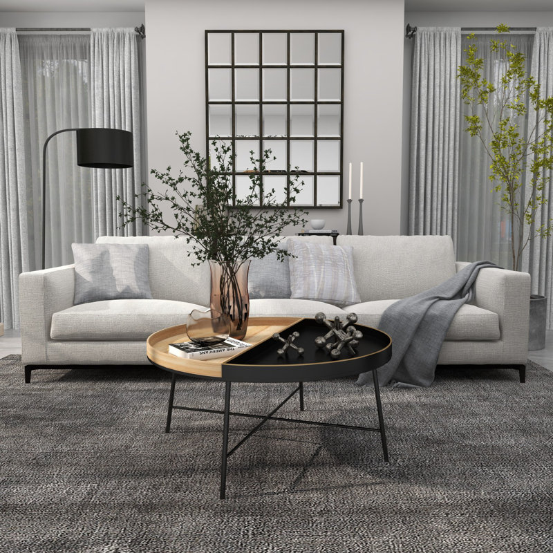 Latitude Run® Alisone Metal Two-Toned Wood Split Tray Black Coffee ...