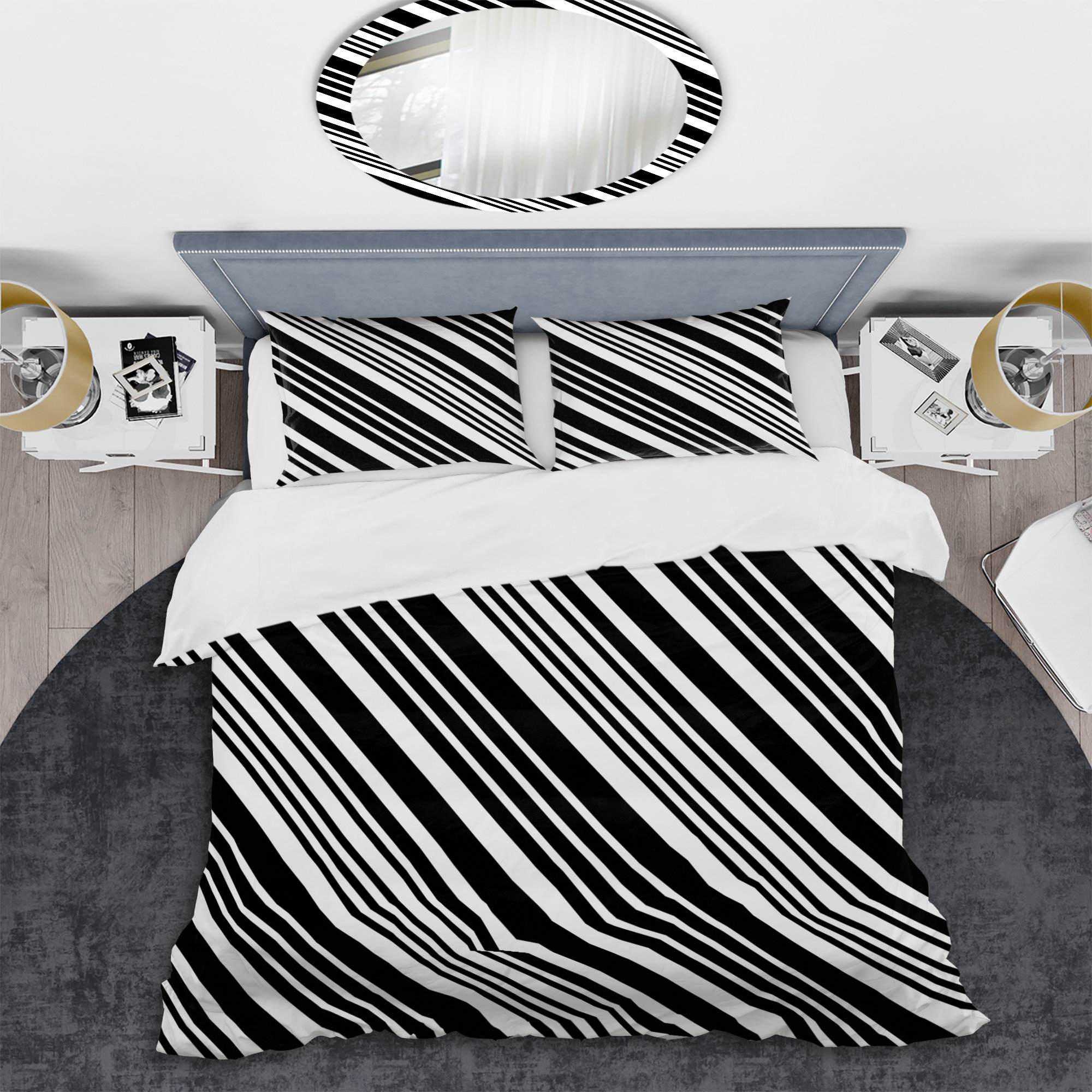 Design Art Black/White Microfiber 2 Piece Duvet Cover Set | Wayfair
