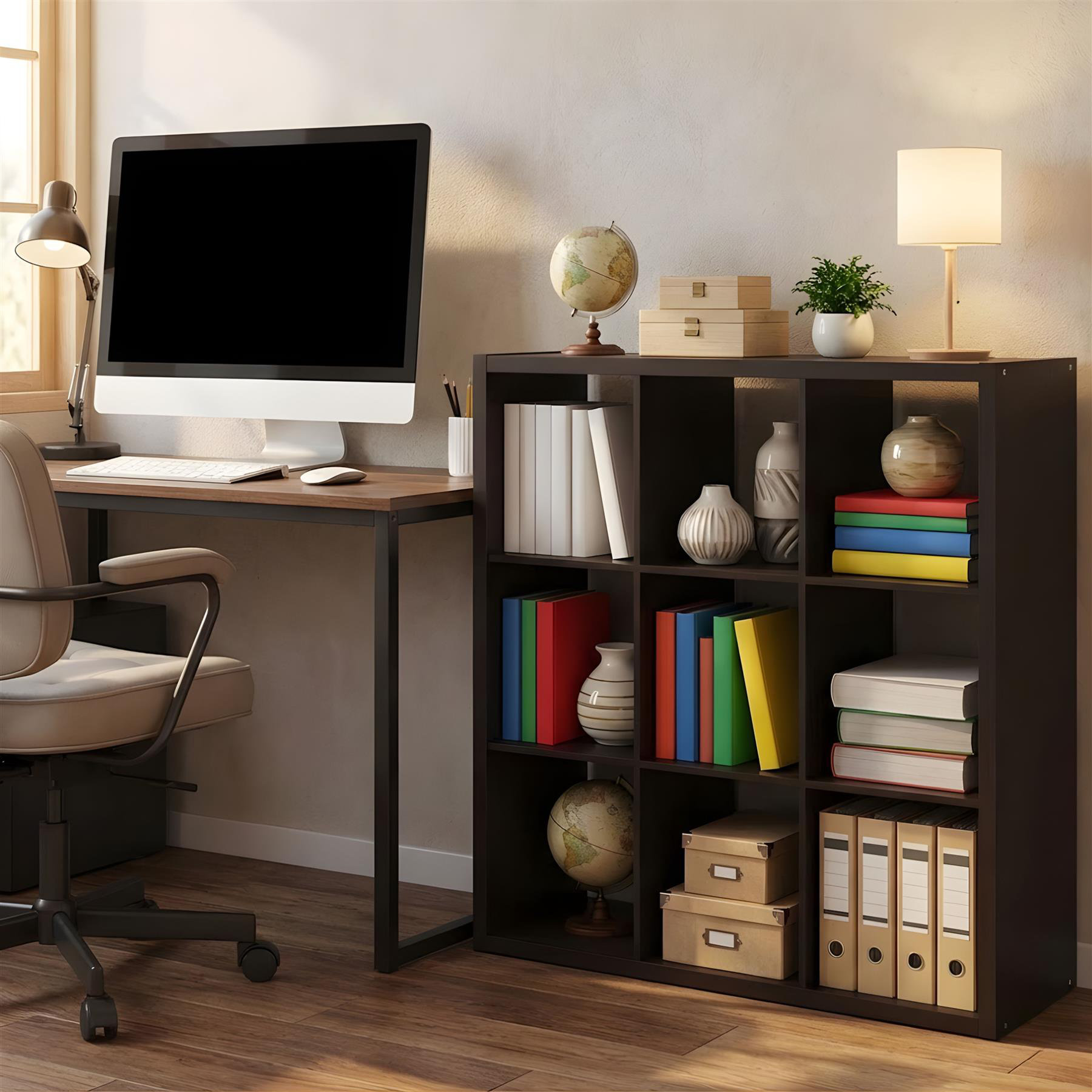 Ebern Designs Cubicle Open Back Decorative 9 Cube Storage Organizer ...