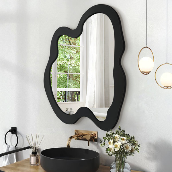 Ivy Bronx Unique Irregular Shaped Wooden Wall Mirror – Modern Rustic ...