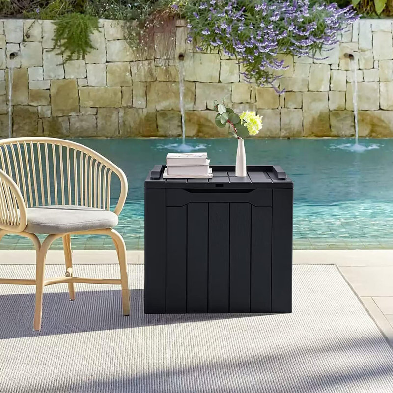 Absuta 31 Gallon Resin Deck Box Waterproof Indoor Outdoor Storage Boxes ...