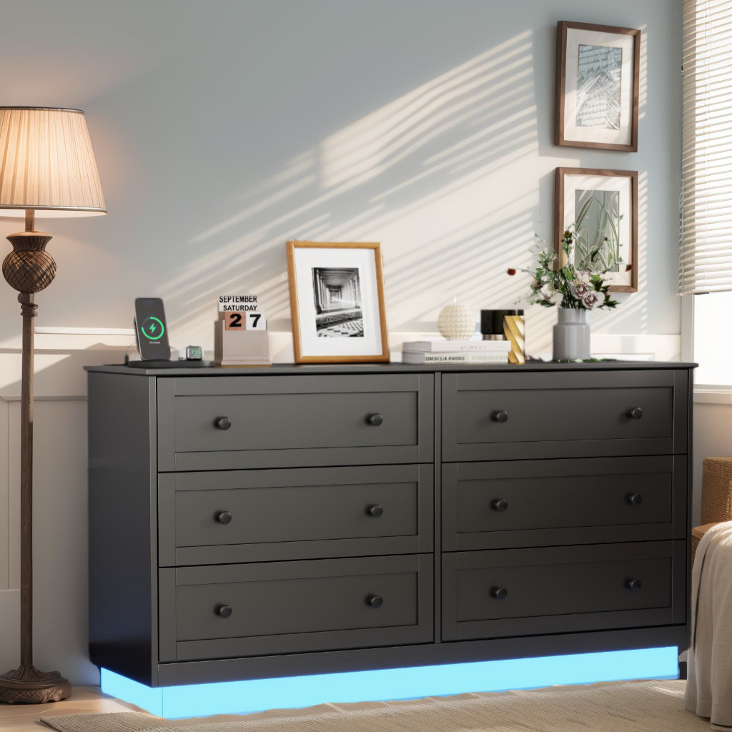 Wrought Studio™ Floating Dresser for Bedroom with 6 Drawer, Modern ...