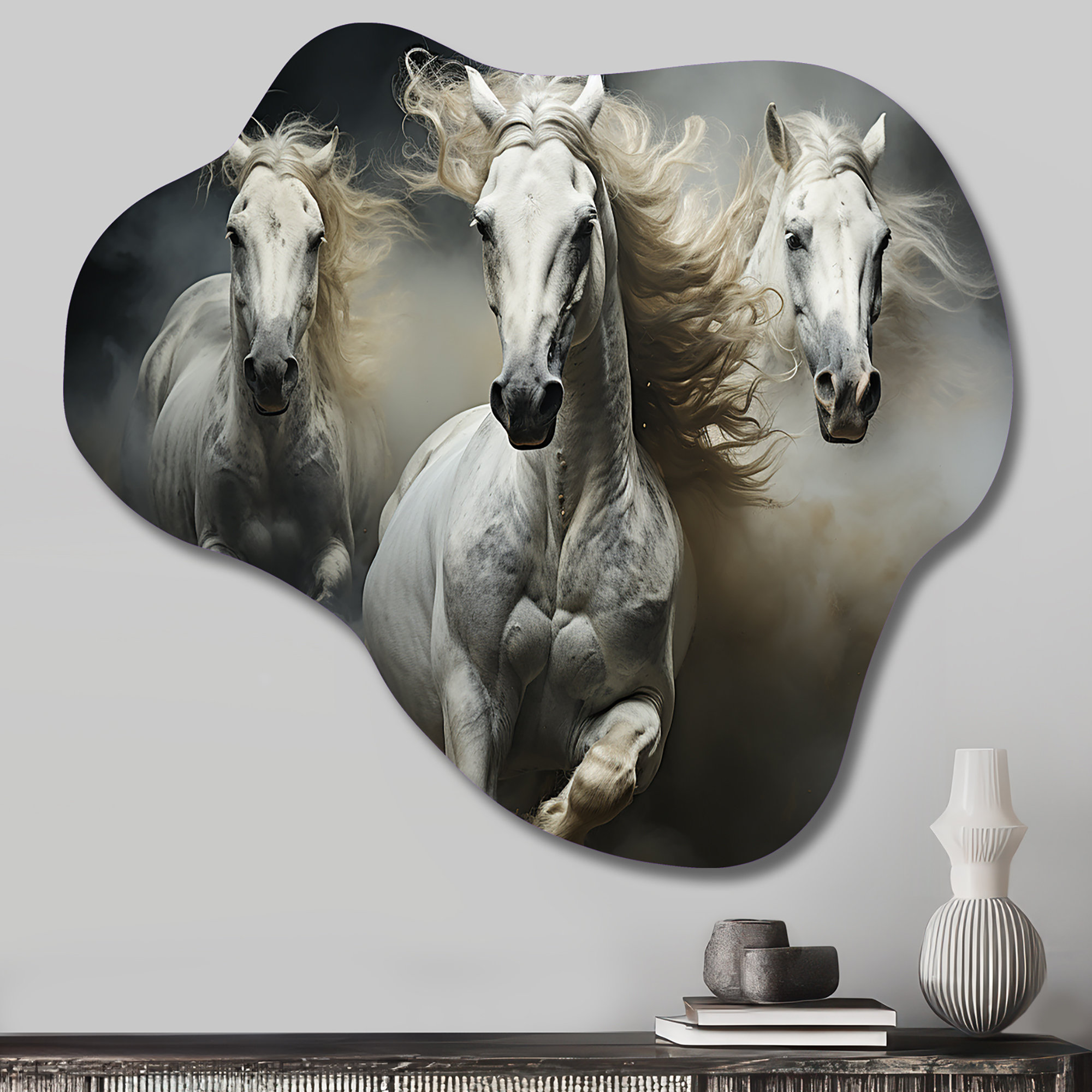 Millwood Pines White Beige Horse Equine Harmony - Horse Cloud Shape ...