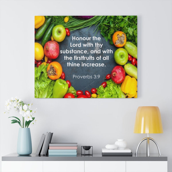 Blue Elephant Firstfruits Proverbs 3:9 - Wrapped Canvas Typography ...