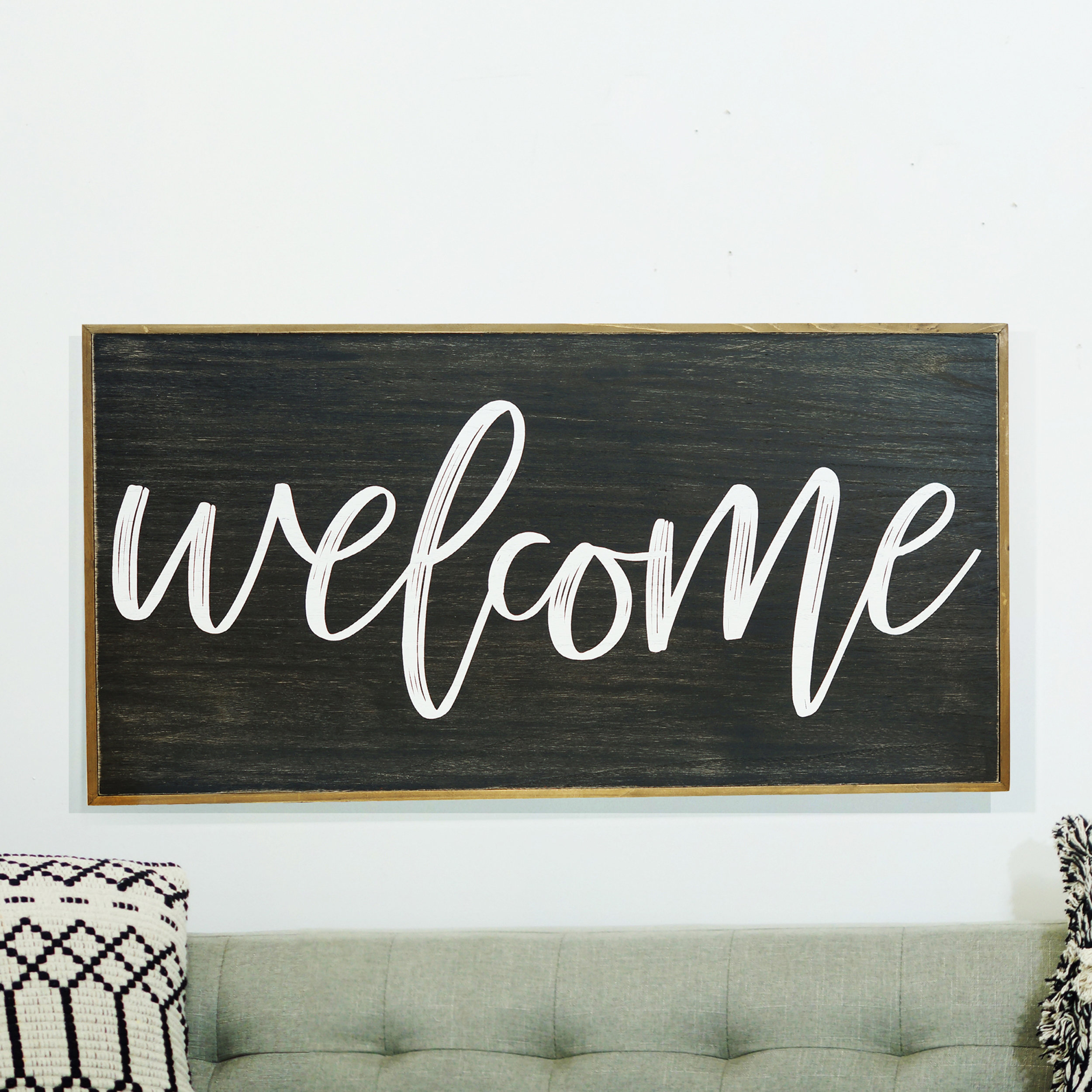 August Grove® VIP Wood 31.5 in. Black Welcome Sign | Wayfair