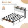 Wrought Studio™ Bed Frame w/LED Light & Charging Station Heavy Duty ...