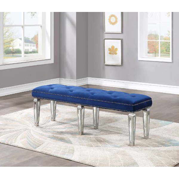 House of Hampton® Armless Bench with Crystal-like Button Tufted For ...