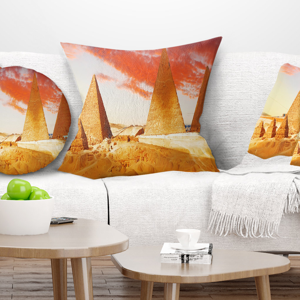 Design Art Great Pyramids at Giza - Landscape Printed Pillow | Wayfair