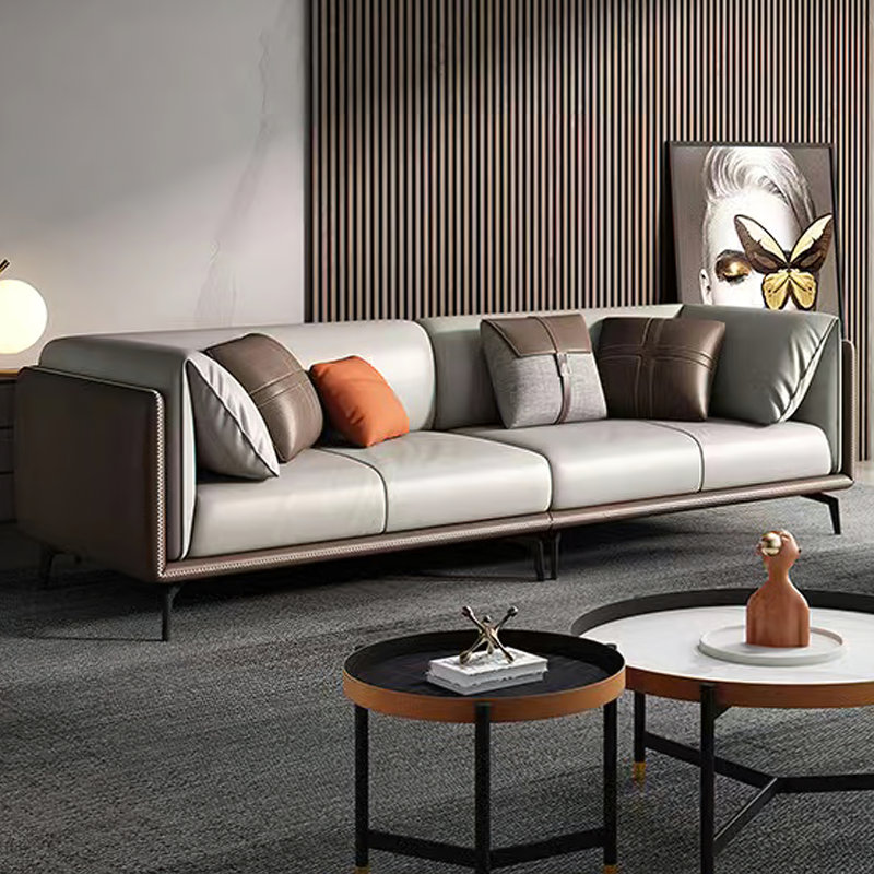 Wrought Studio Beniamino Nordic Luxury Simple Three Seat Faux Leather ...