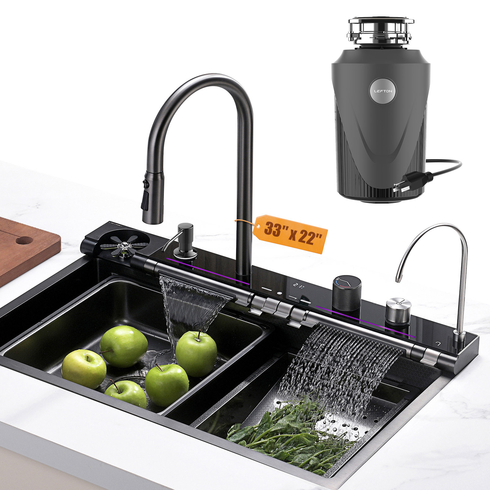 Lefton 33"x22" Single Bowl Stainless Steel Kitchen Sink Ks2207l With 1 ...