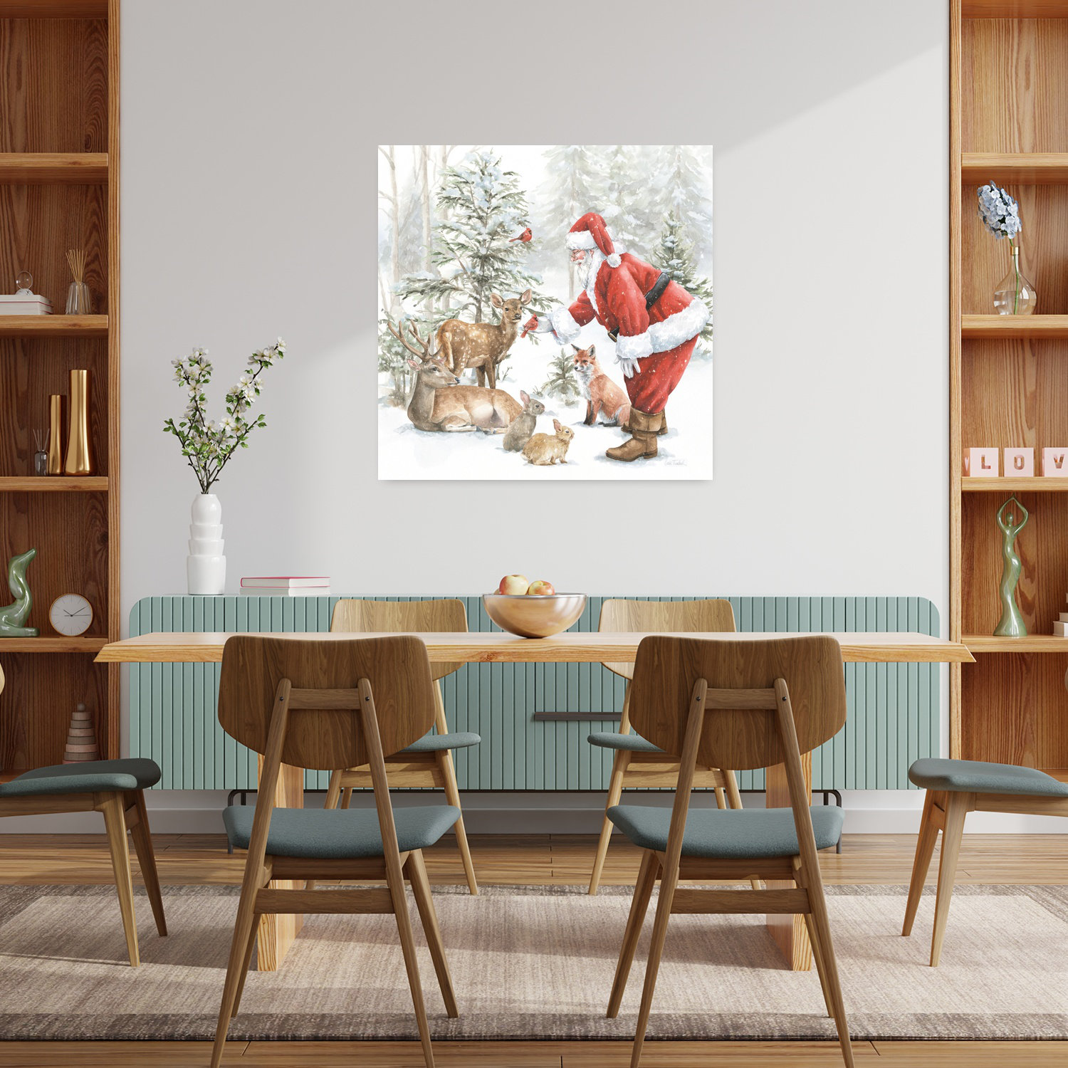 Union Rustic Contemporary Woodland Santa V With Animals Christmas Art ...