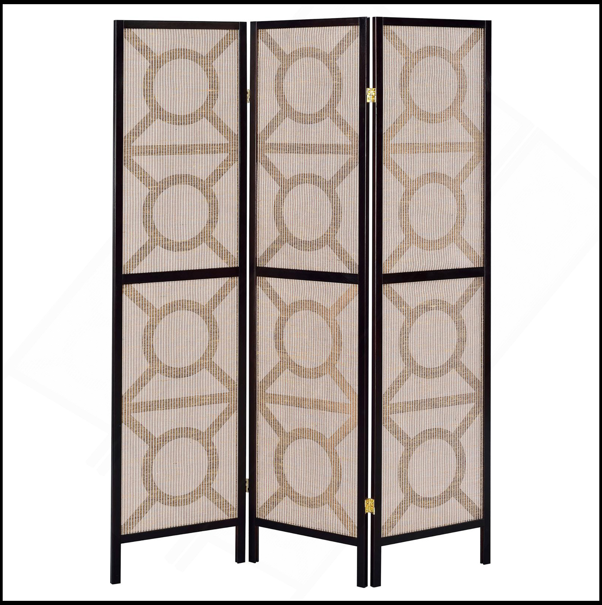 KUNMINGZHUHE Tan And Cappuccino Circle Pattern 3-Panel Folding Screen ...