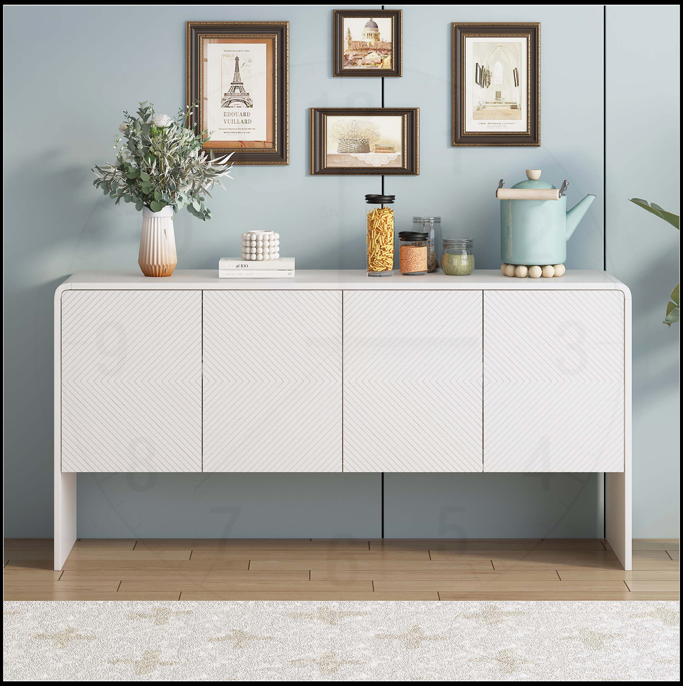 Ebern Designs Minimalist Style 60"L Sideboard with 4 Doors and Rebound ...
