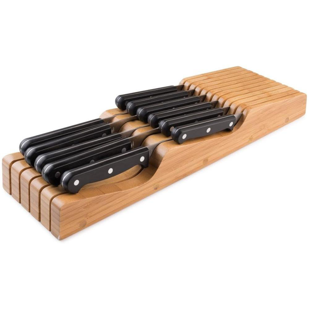 chuangyanUS 100% Pure Bamboo In Drawer Knife Block, Knife Drawer ...