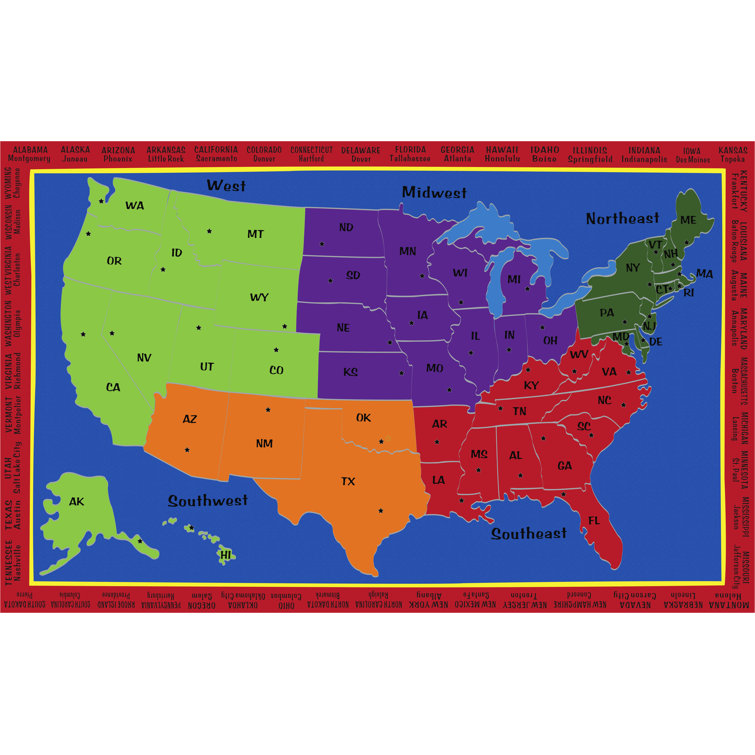 Kid Carpet The United States of America Map Rug | Wayfair