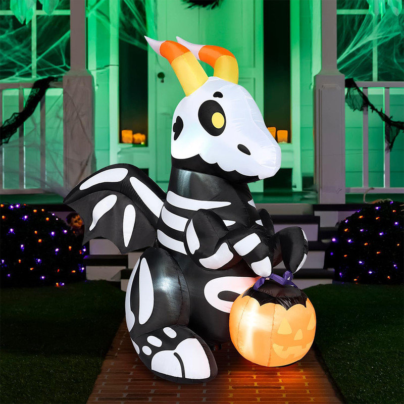 The Holiday Aisle® 5 FT Halloween Blow Ups Skeleton Halloween Decor ...