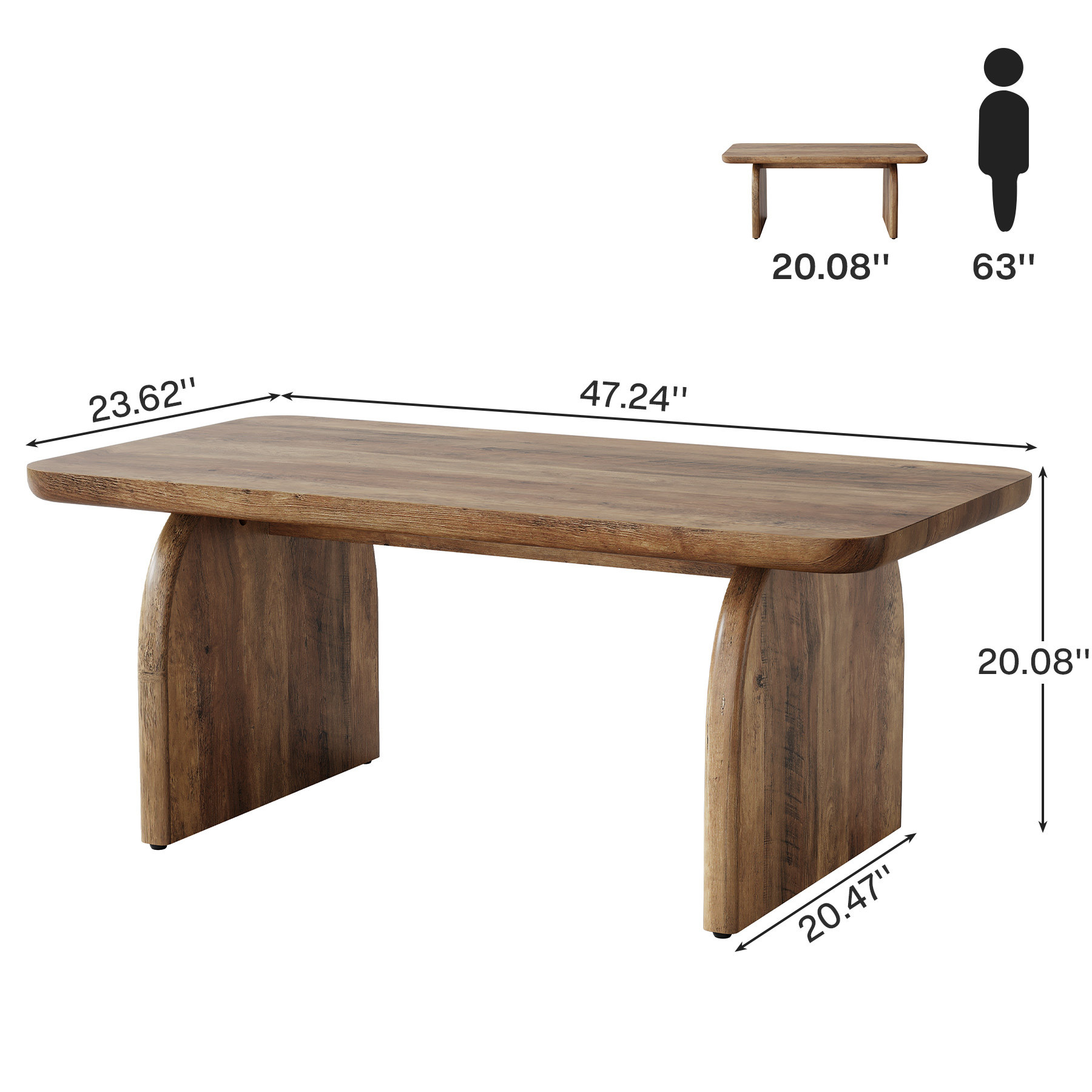 Millwood Pines Rustic Wood Coffee Table, Rectangle Living Room Table ...