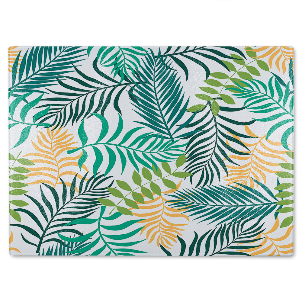 Andrew Lee Tropical palm leaves Designer Glass Chopping Board | Wayfair ...