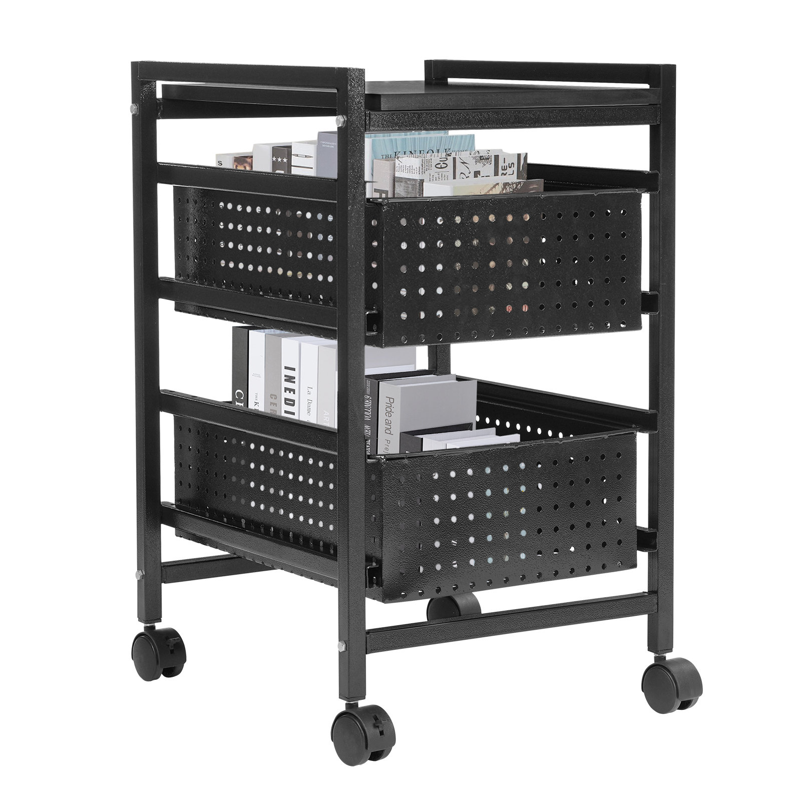 Lomana 2-Tiermodern Black Rectangle File Storage Drawer Carts Carbon ...