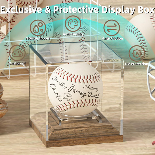 ARMIJU Walnut Wood Baseball Display Case with Acrylic Holder | Wayfair