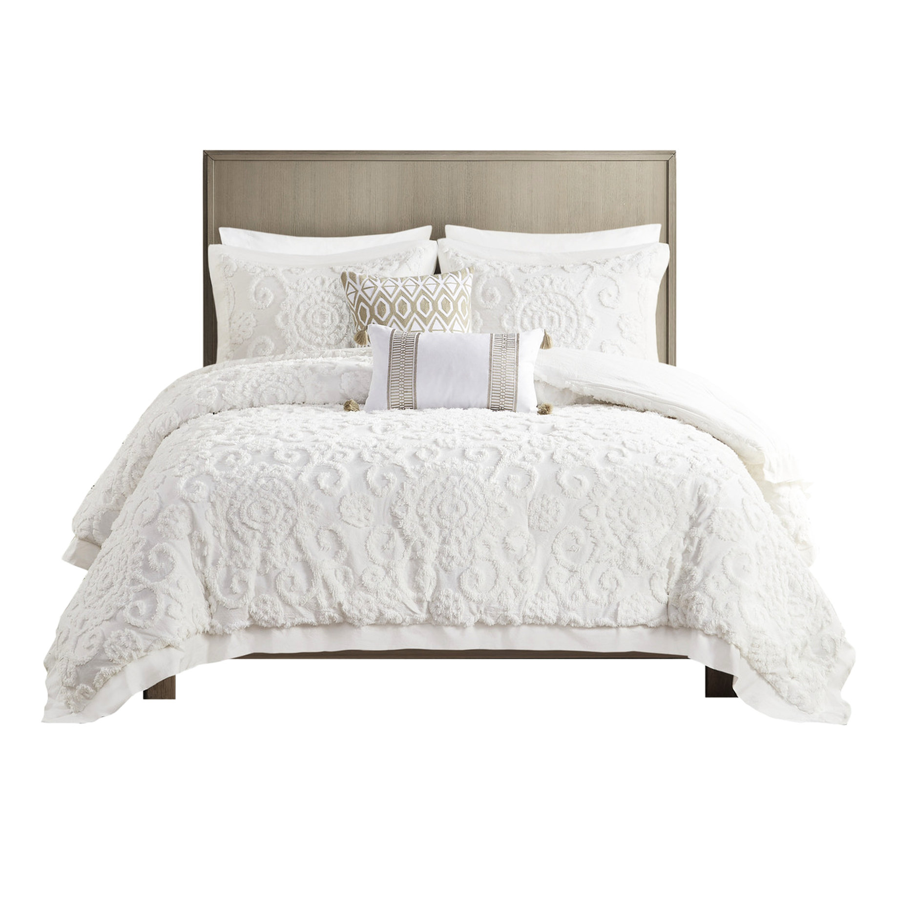 Banior Comforter - 100% Cotton 3 Embroidery Filling 2 Shams Comfy ...