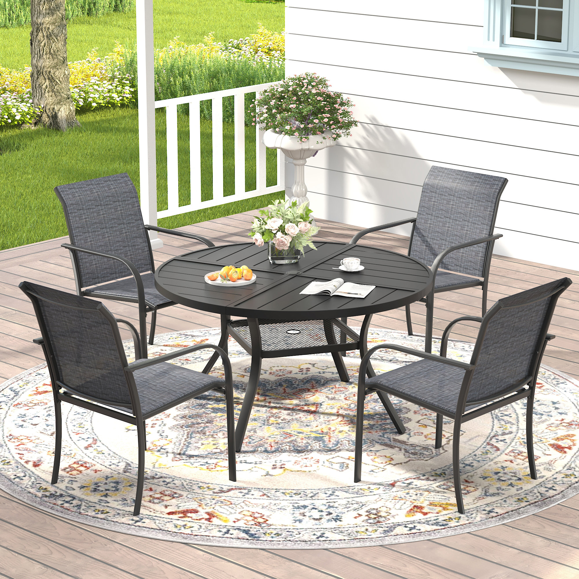 Lark Manor™ 4-Person Patio Dining Set with Round Dining Table and 4 ...