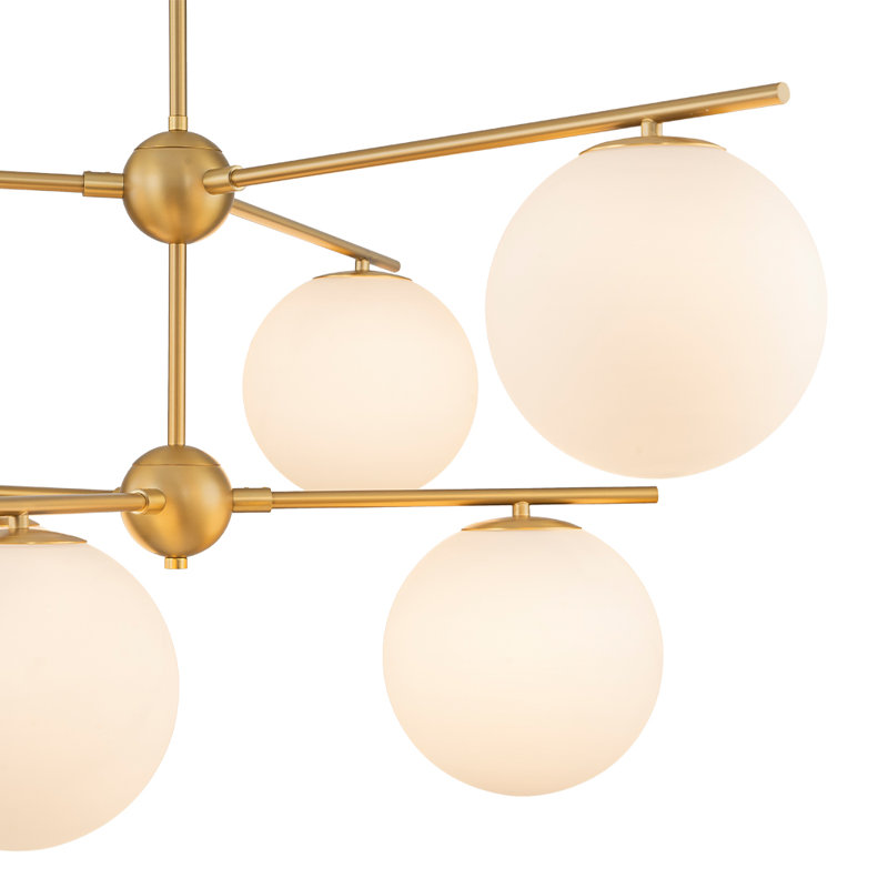 Mercer41 6-Light Opaque White Glass Sphere Tiered Chandelier | Wayfair