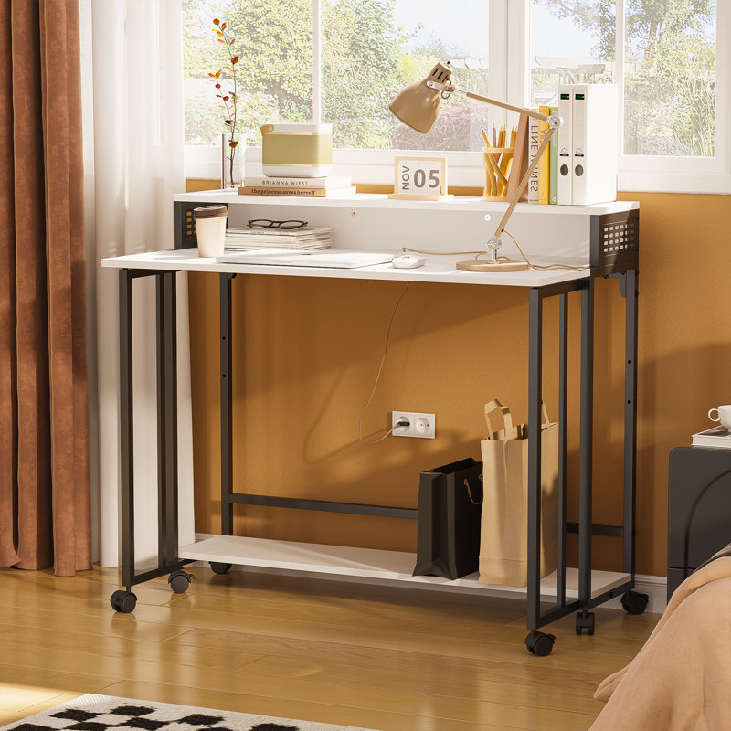 Ebern Designs Modern Computer Desk Foldable Desktop with Rotating ...