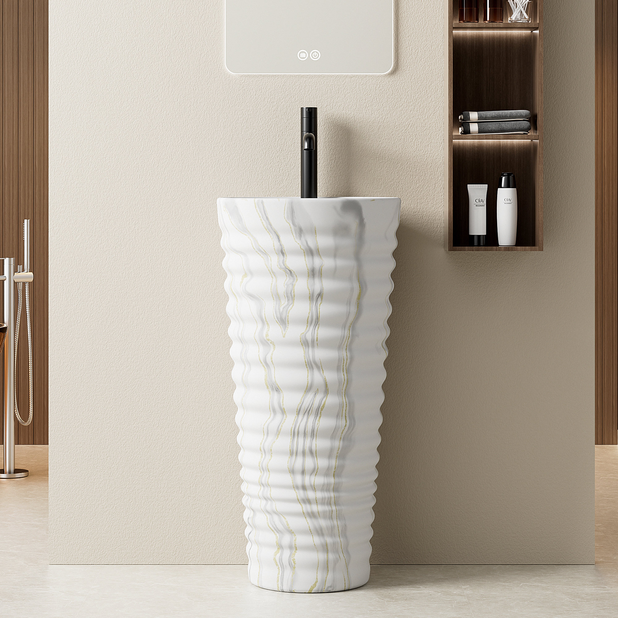 SUPERFLO 15.8'' Vitreous China Circular Bathroom Sink with Overflow ...