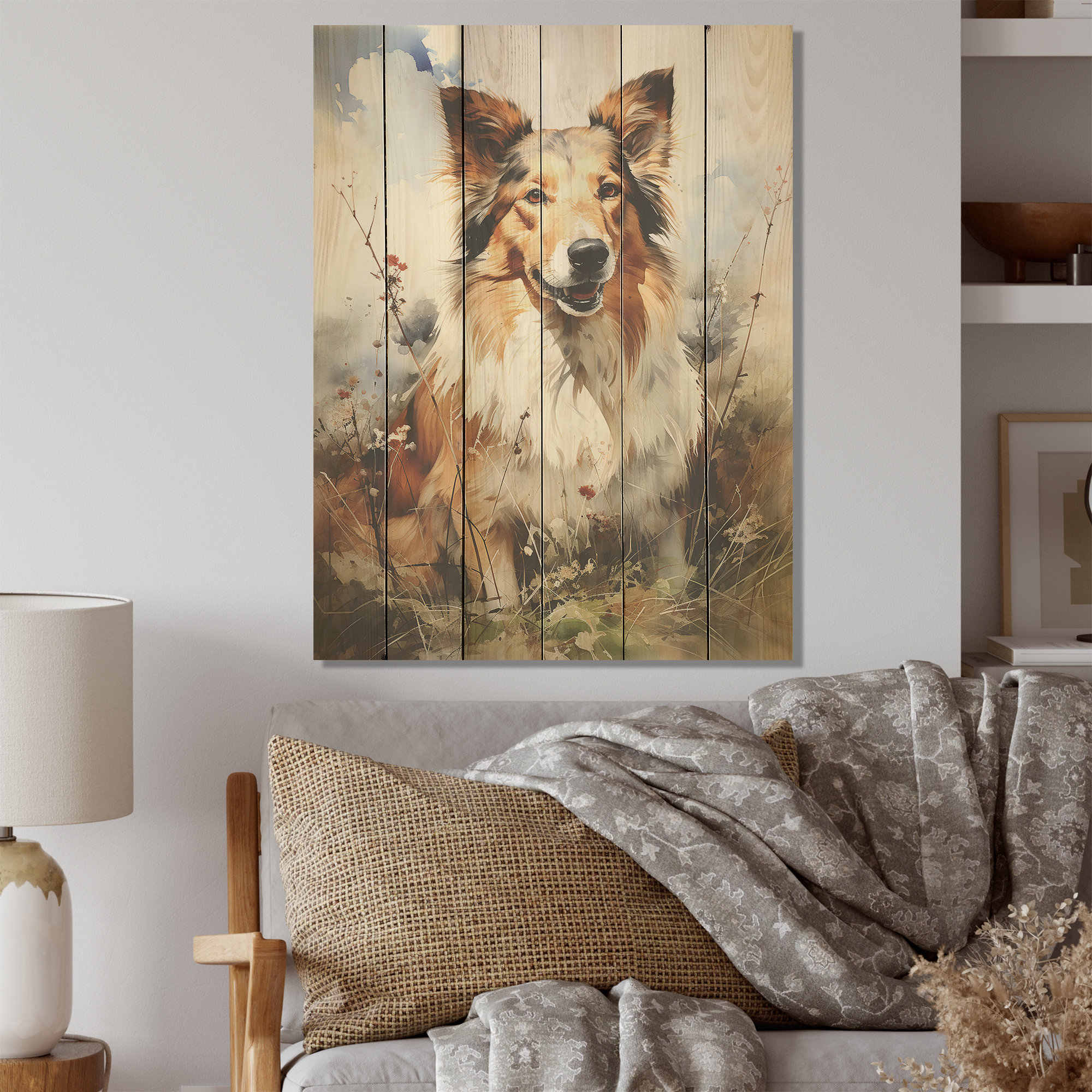 Ophelia & Co. Collie Countryside - Dog Wood Wall Art On Natural Pine ...