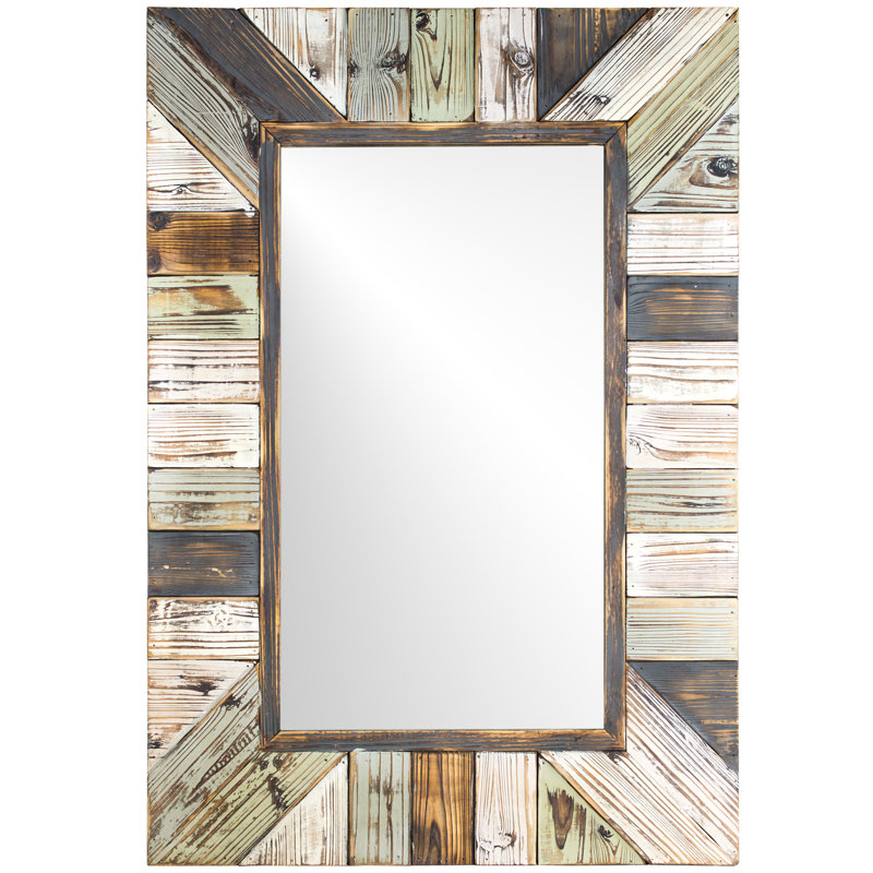 Union Rustic Whitlock Rustic Wood Plank Rectangular Framed Wall Mirror ...