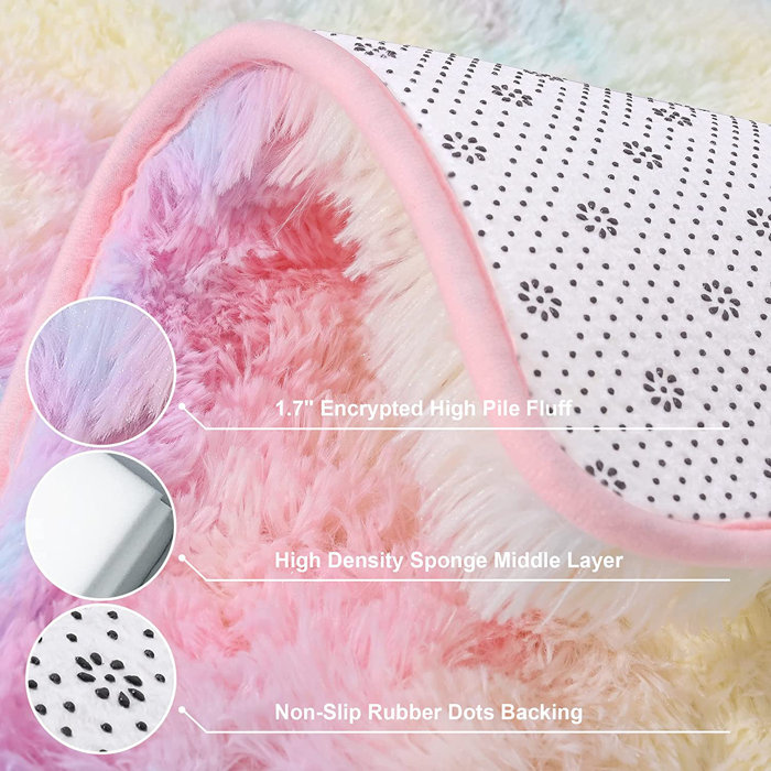 Everly Quinn Radyn Abstract Shag Rainbow Area Rug & Reviews | Wayfair