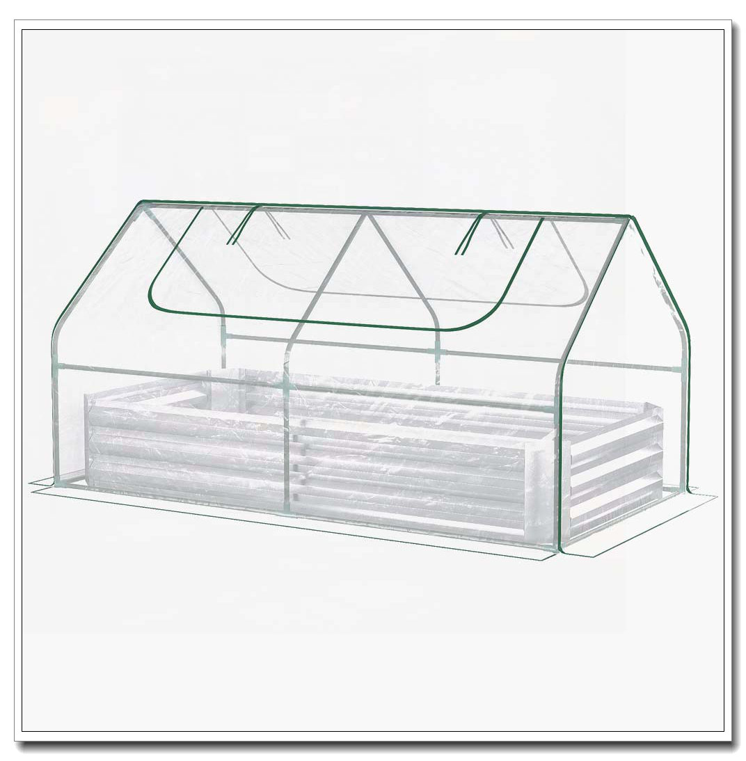 JINMANNING Outsunny 6' x 3' Galvanized Raised Garden Bed with Mini PVC ...