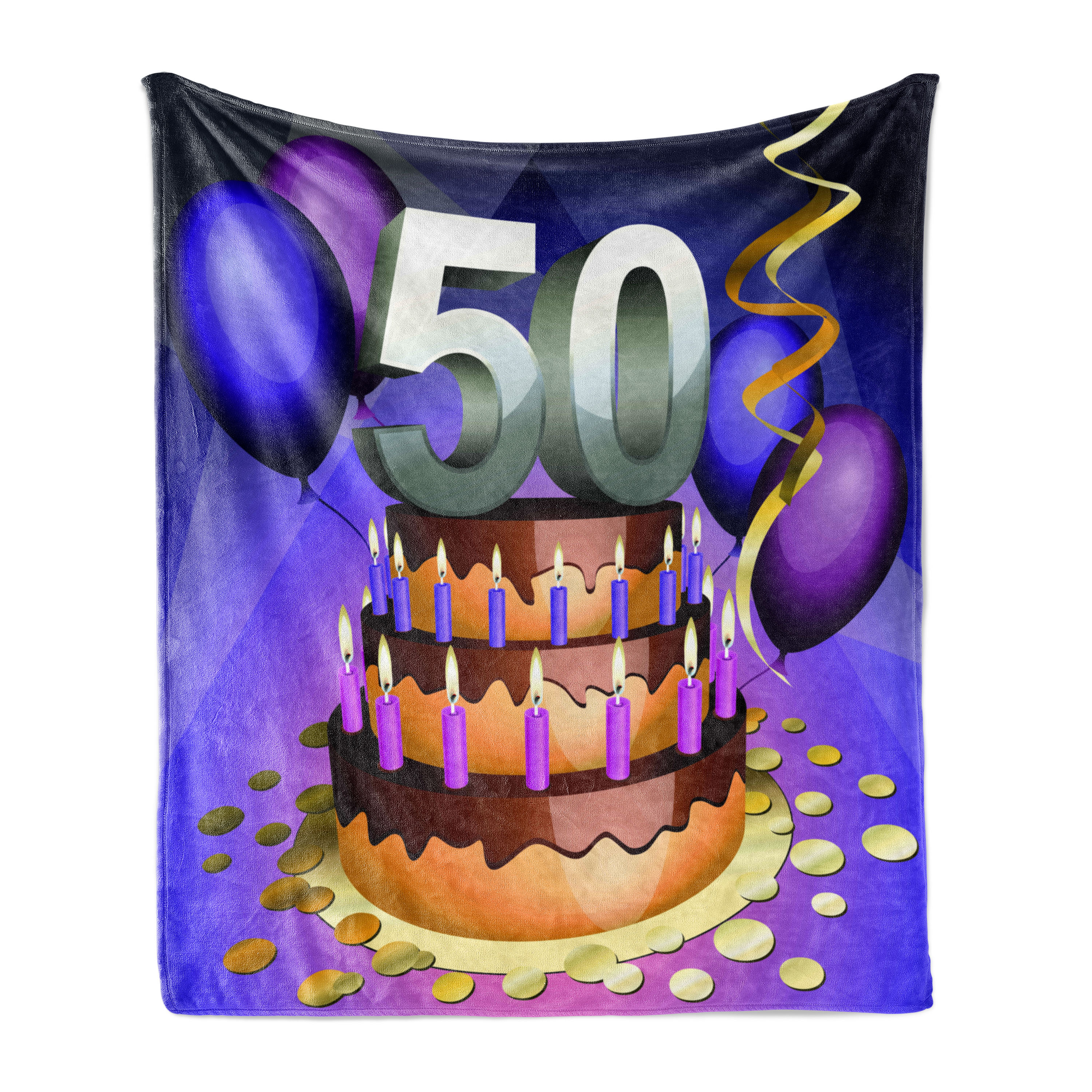 Ambesonne 50th Birthday Fleece Throw Blanket Cake with Candles | Wayfair