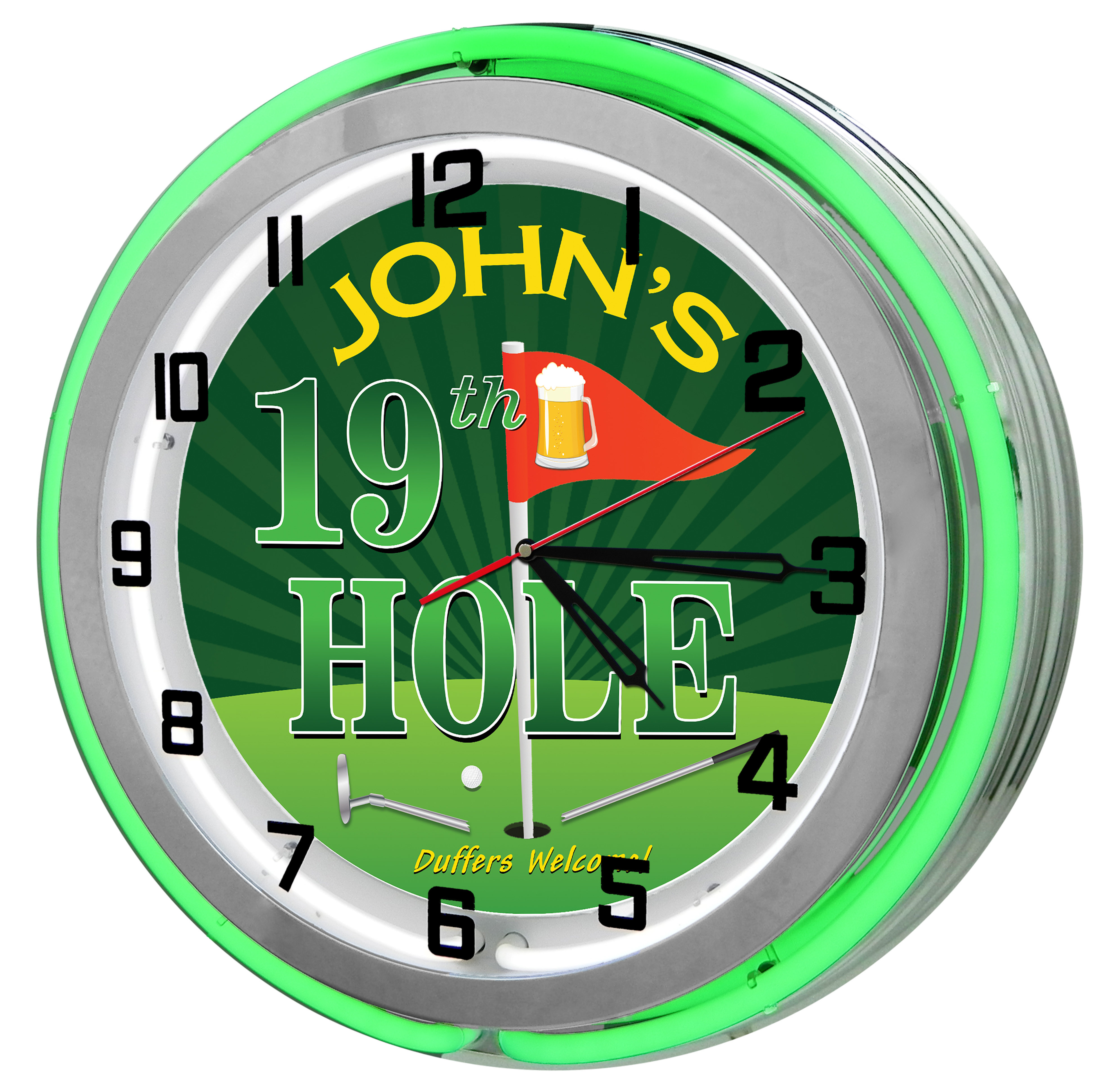 Redeye Laserworks Customized 18.75" Green Neon Golfer 19th Hole Wall ...